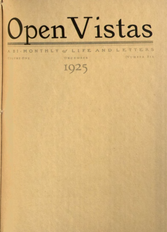 Open Vistas Vol. 1, No. 6 (December 1925) | libcom.org